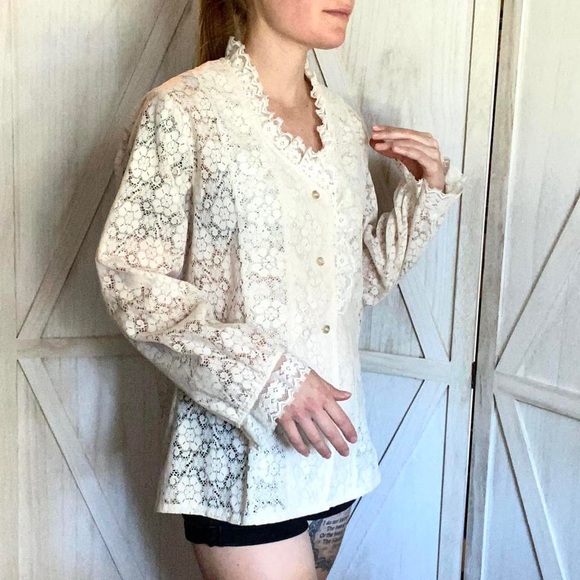 American Vintage | Tops | Victorian Style 7s Vintage Lace Top | Poshmark